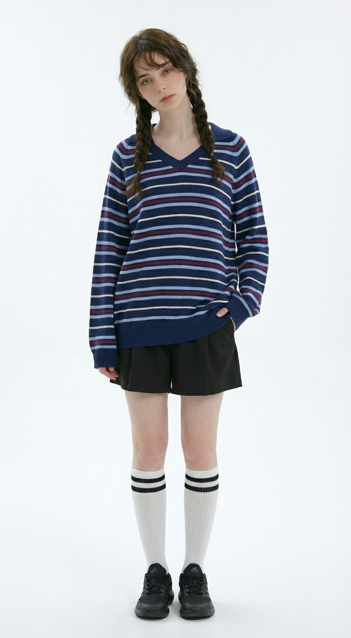 Holiday Stripe Knit [Navy] | tradekorea